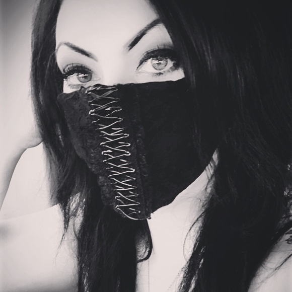 Accessories | Gothic Face Mask W Lace Overlay And Corset Trim | Poshmark